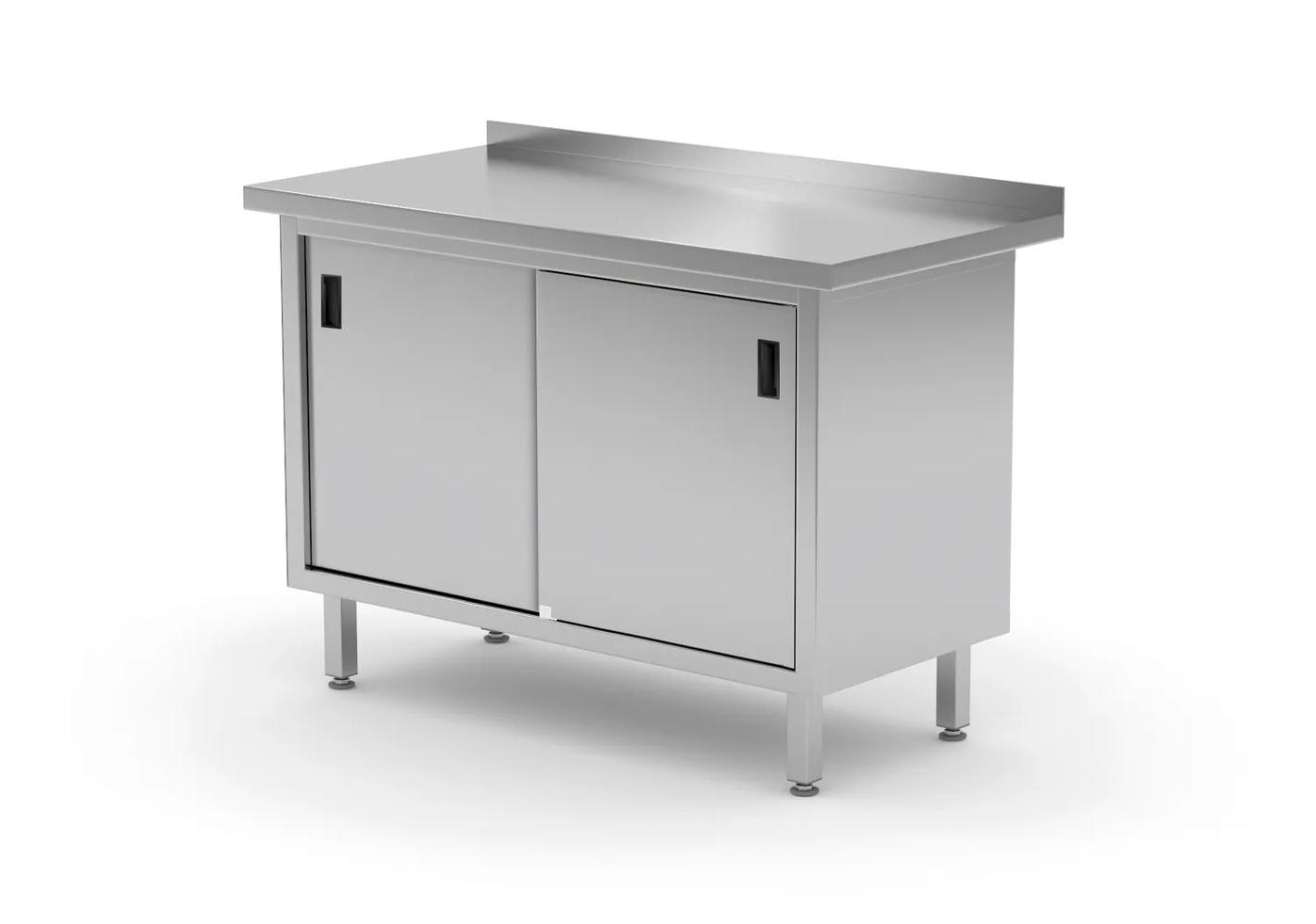 Werktafel RVS met deuren en achteropstand | gelast | 100x60x85cm ...