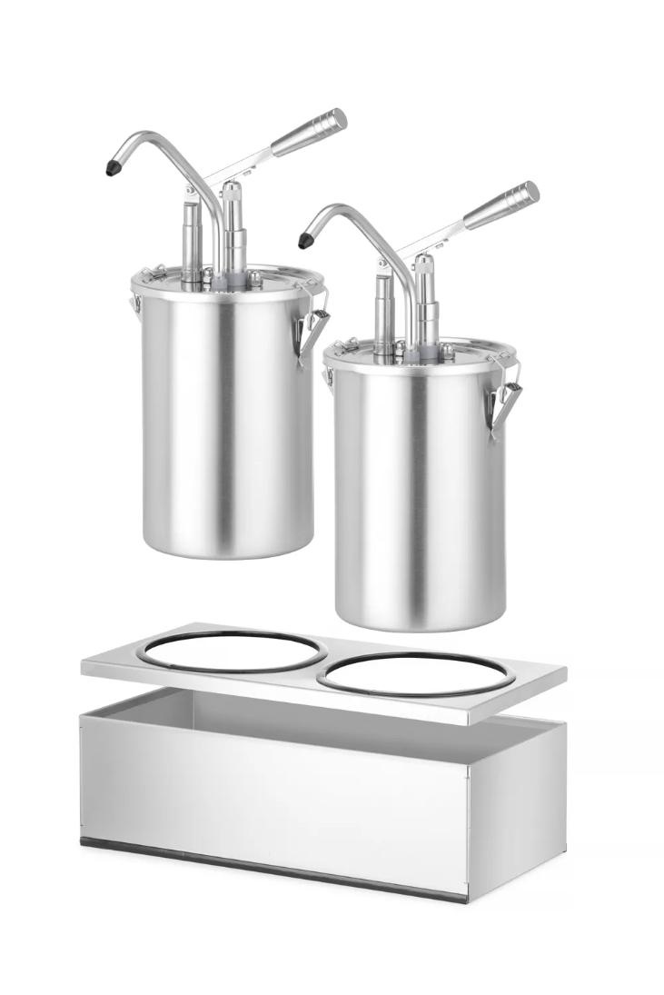 Saus dispenser | Rond | RVS | 2x 4,5 liter | Kopen? - HorecaRama