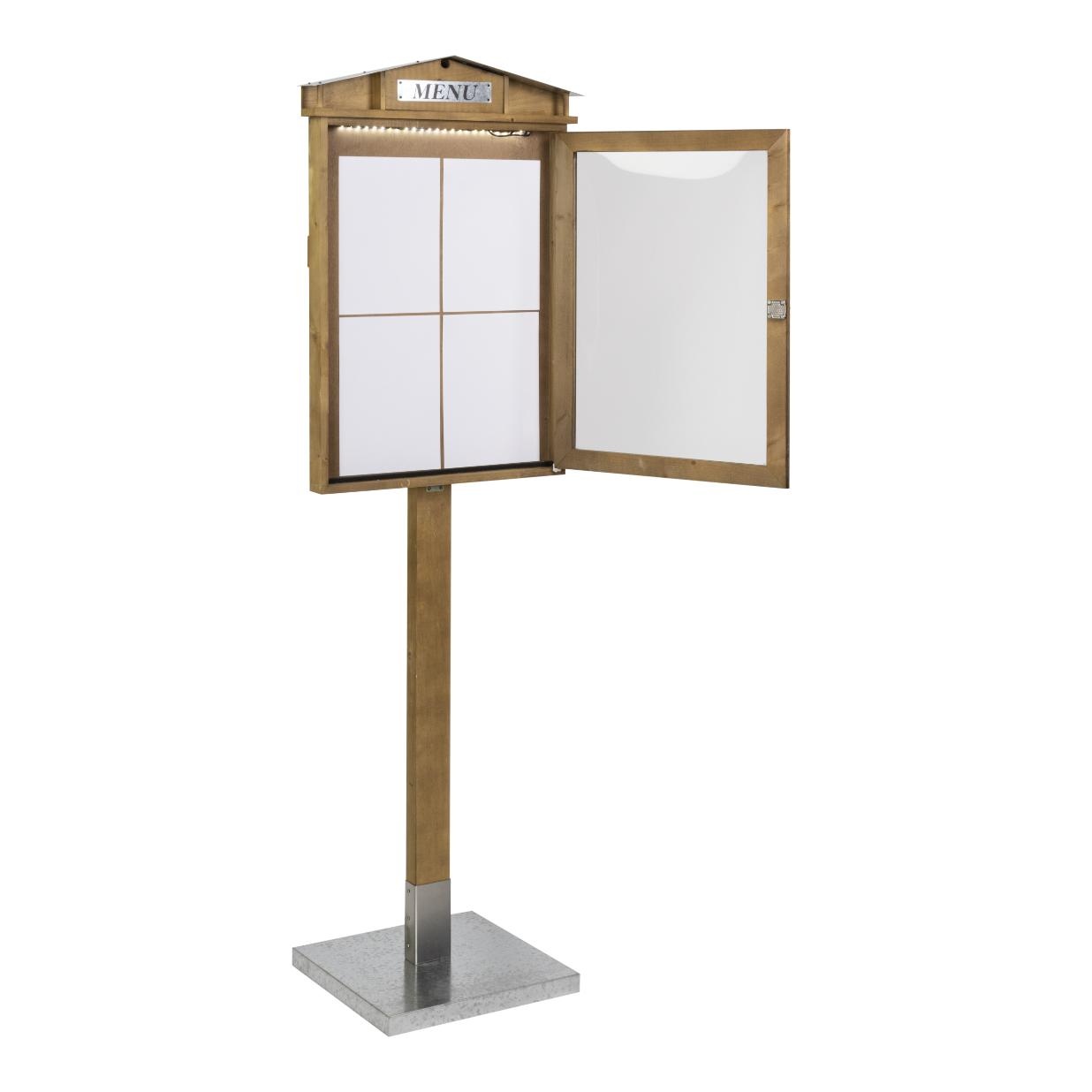 Menukast | LED | Rustic | 4x A4 | Hout | Incl. standaard | Kopen ...