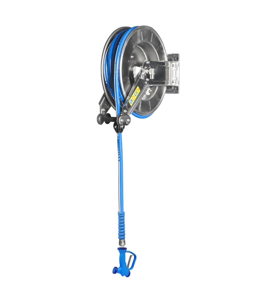 RVS Automatische slanghaspel Benjamin | Met 15m slang & spuitpistool ...
