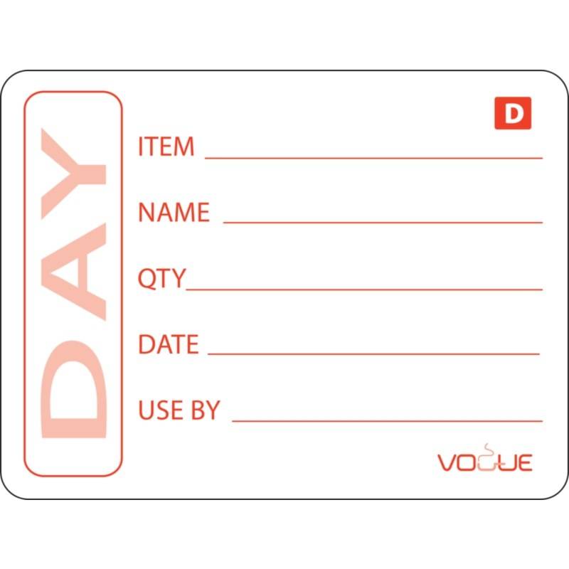 Schrijfbare weekdag sticker - oplosbaar - blanco | Vogue GH350 - HorecaRama