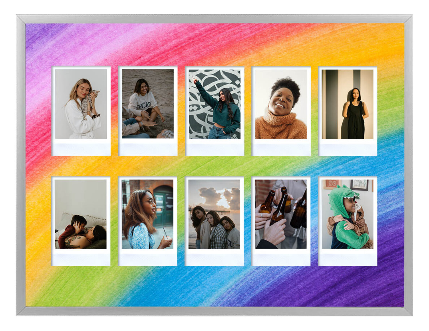 Instax mini foto inlijsten wissellijst rainbow achtergrond 10 foto's ...