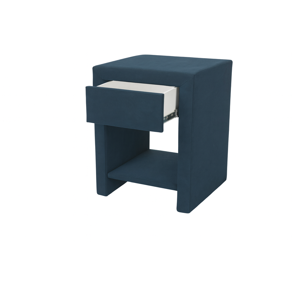 OP=OP Hocker met 1 lade Kunstleer Grijs/Blauw - Beddenbriljant