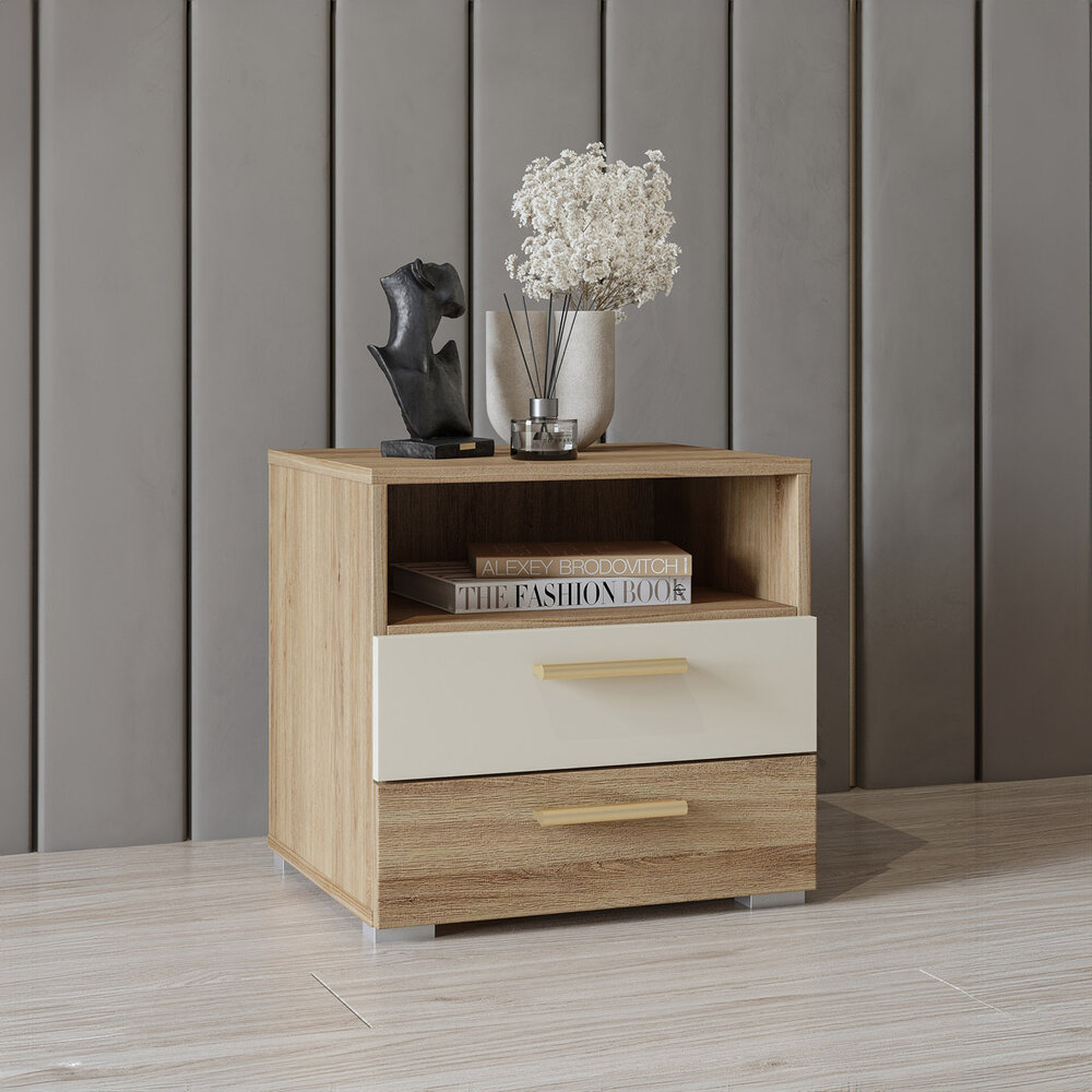 OP=OP Nachtkastje met Lades Verdal - Eiken - Beddenbriljant