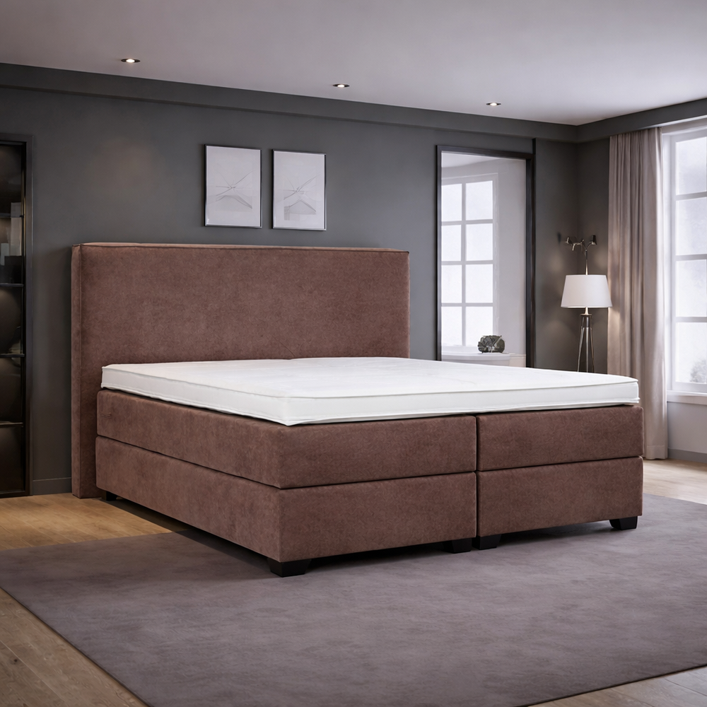 OP=OP Opberg Boxspring Amber - Antislip - 180 x 200 Taupe - Incl ...