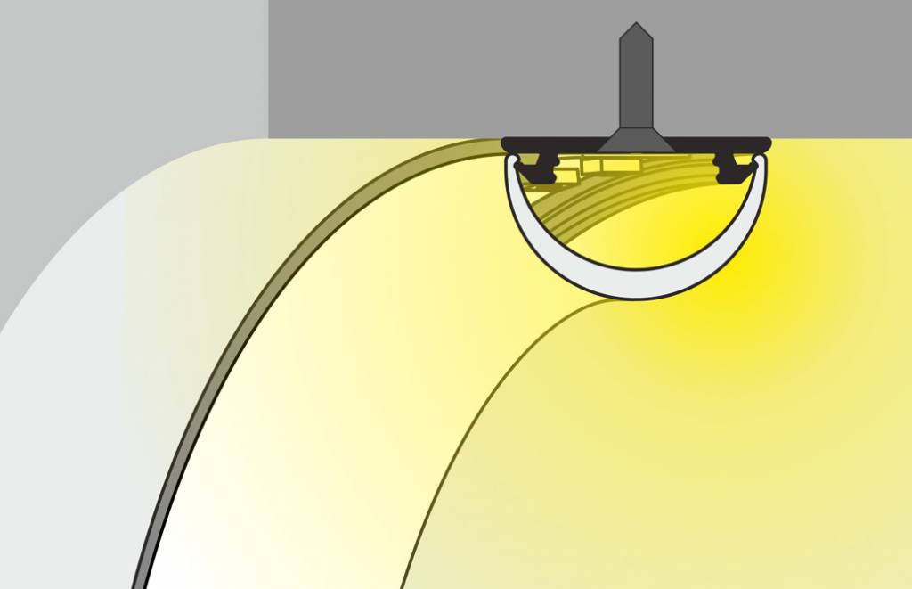 BEND buigbaar aluminium LED profiel 1m-2m Kleur ALU, Zwart of wit ...