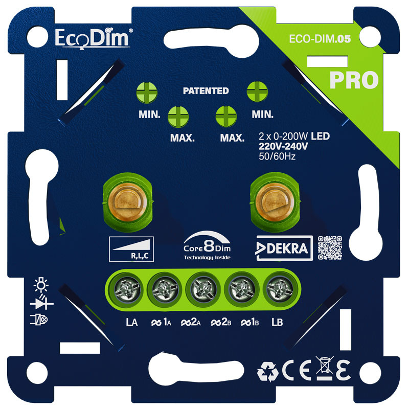 ECO-DIM.05 PRO Led dimmer duo 2x 0-200W (RLC) - EcoDim