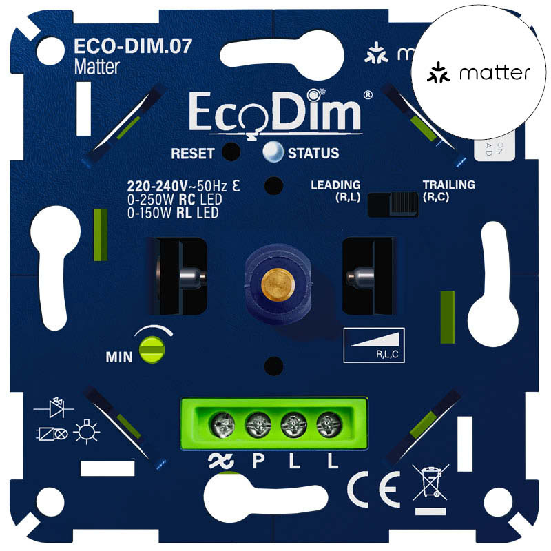 ECO-DIM.07 Led dimmer Matter druk/draai 0-250W RLC - EcoDim