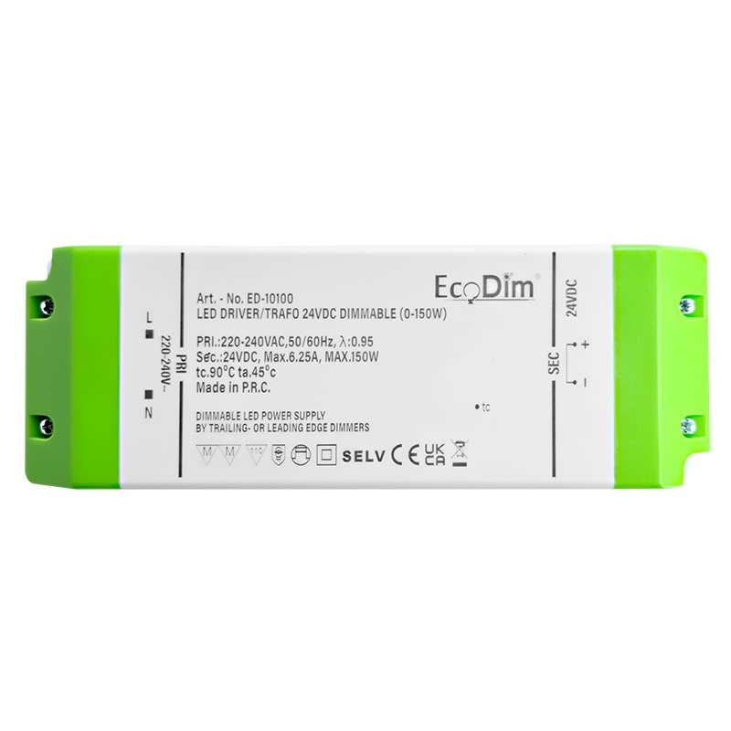 ED-10100 Led driver/trafo 24V DC dimbaar (0-150W) - EcoDim