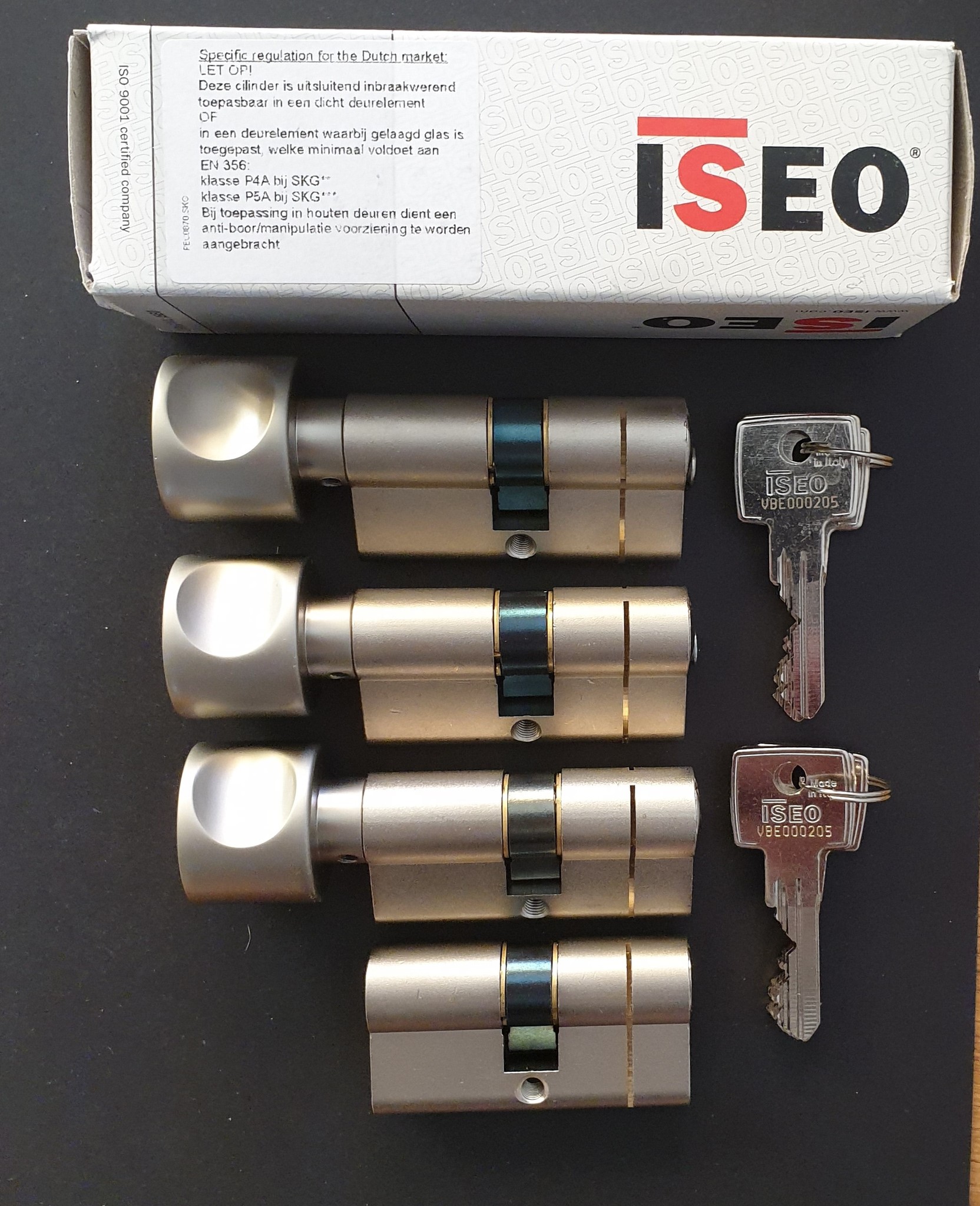 Iseo cilinder 100 mm 45-55 F6 Extra S SKG*** met 3 genummerde sleutels ...