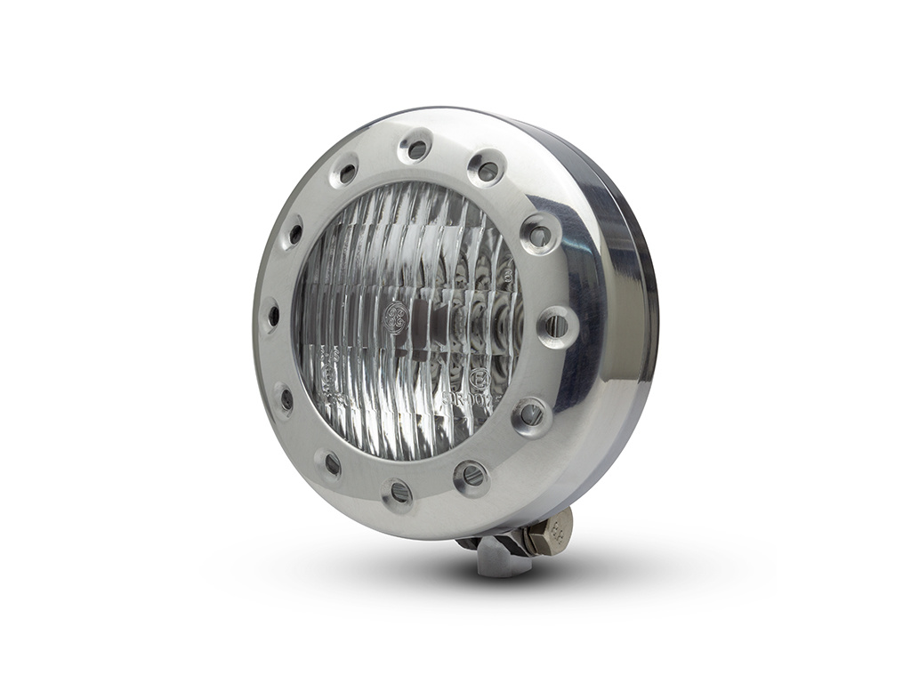 5Inch "Drilled " Vintage Style Headlight Polished - ChopperShop.com