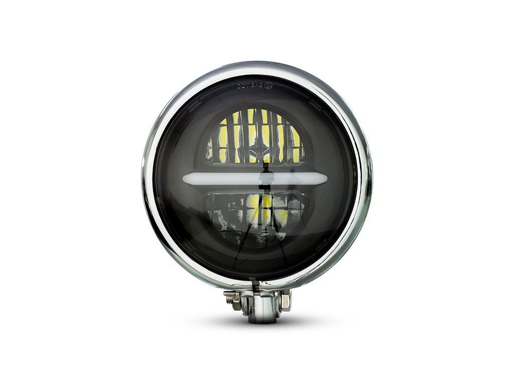 LED Chrome Bates Style Classic / Modern Headlight - ChopperShop.com