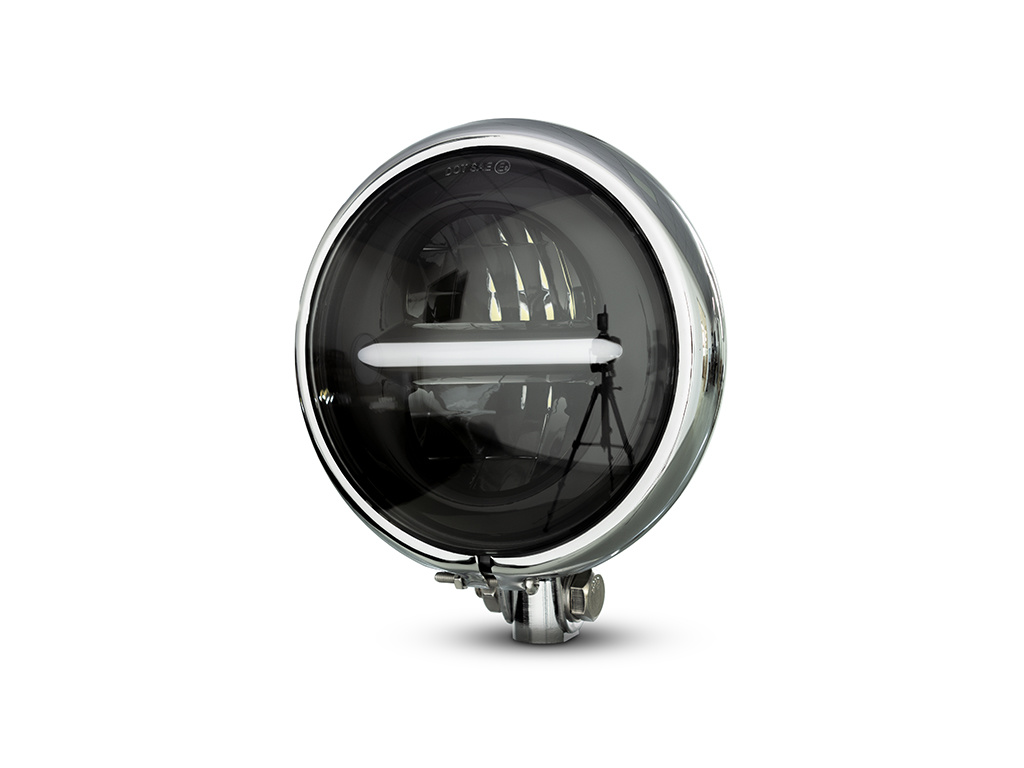 LED Chrome Bates Style Classic / Modern Headlight - ChopperShop.com