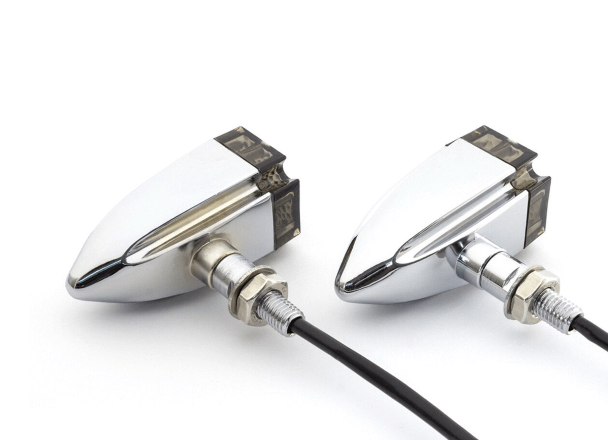 Chrome Led Turn Signals Retro Style Smoked / Clear - ChopperShop.com