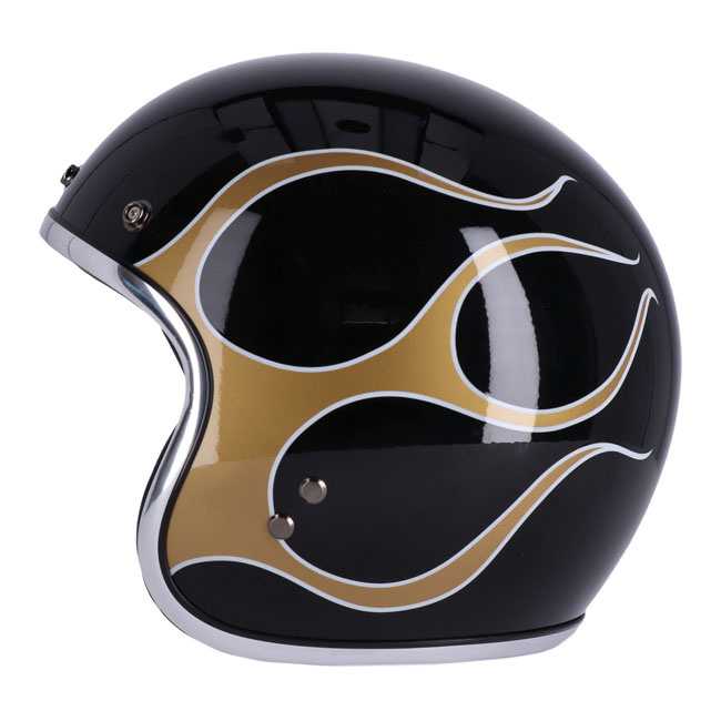 Skull Bucket Helmet Flames Gold | ECE22.06 - ChopperShop.com