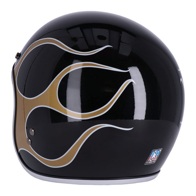 Skull Bucket Helmet Flames Gold | ECE22.06 - ChopperShop.com