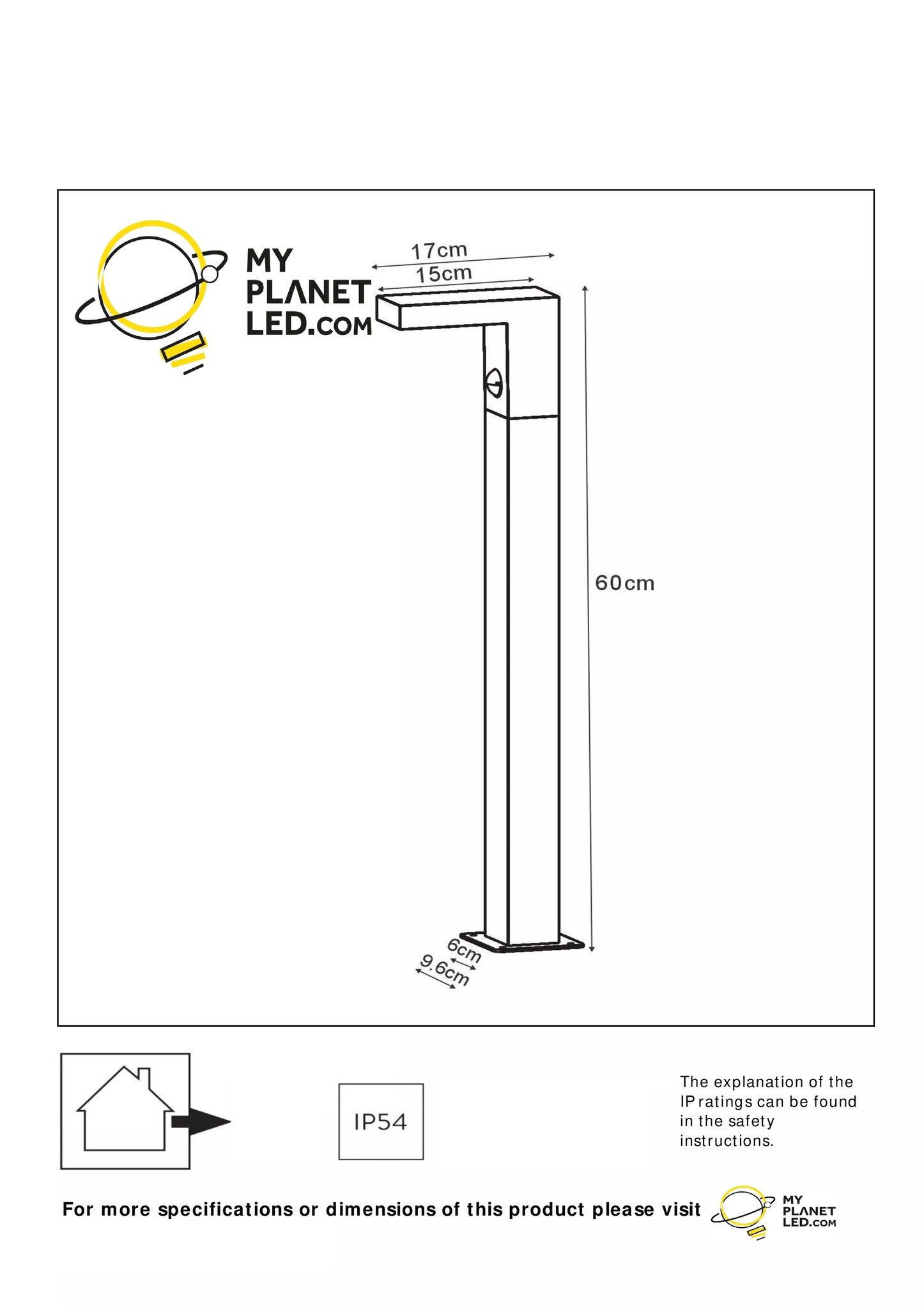 Design black bollard with motion sensor | Myplanetled