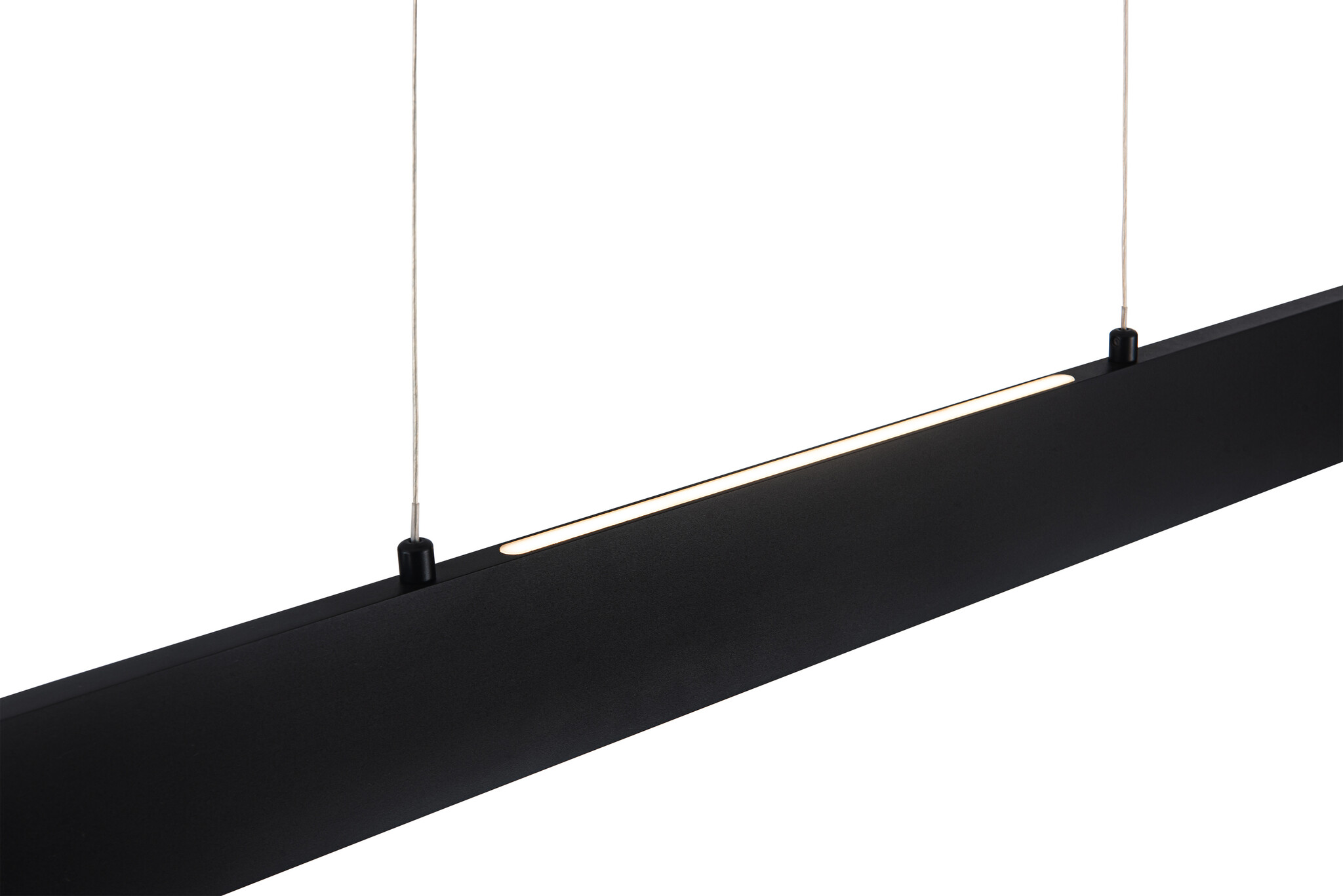 Long pendant hanging lamp 38 W LED sleek black dimmable light above ...