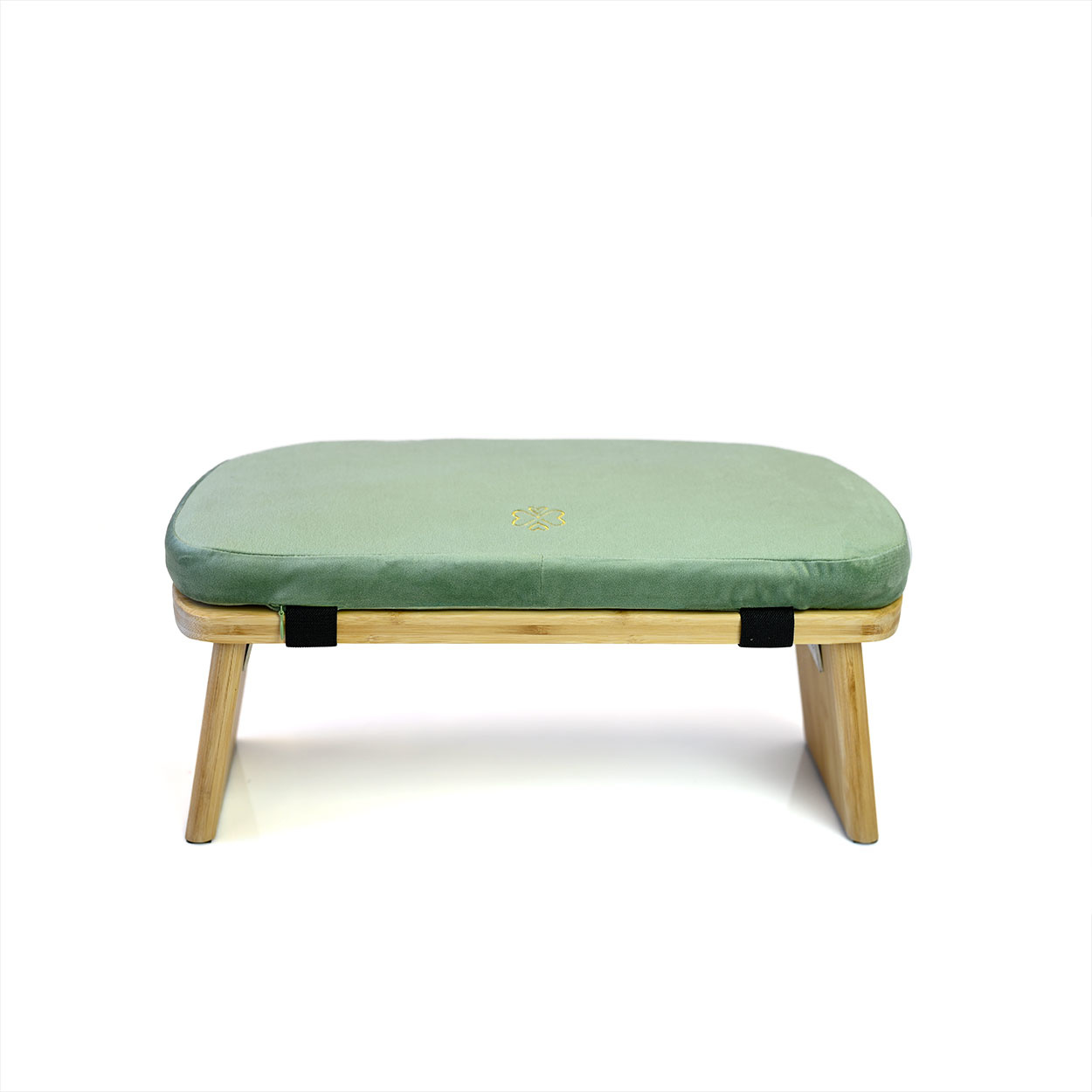 Foldable meditation bench with green seat cushion - Yogashop