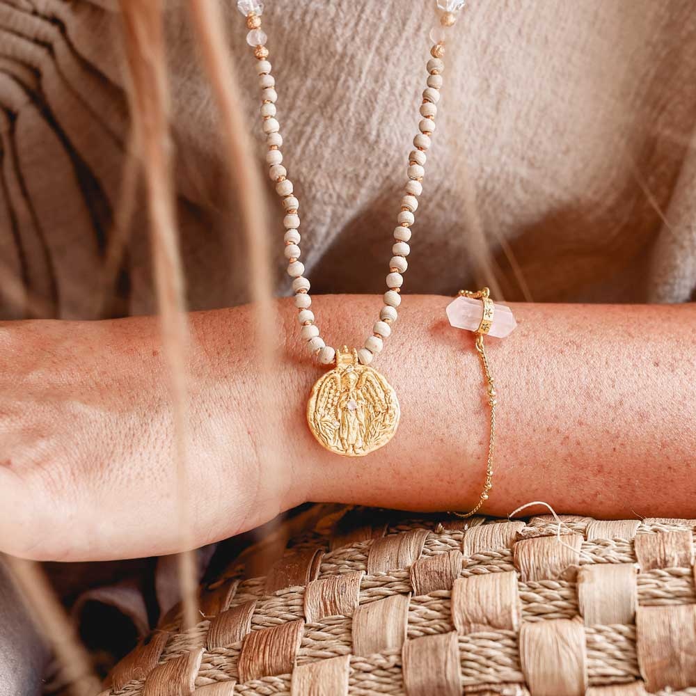 Dare to Shine Angel • Mala • Gold Plated Pendant - Yogashop