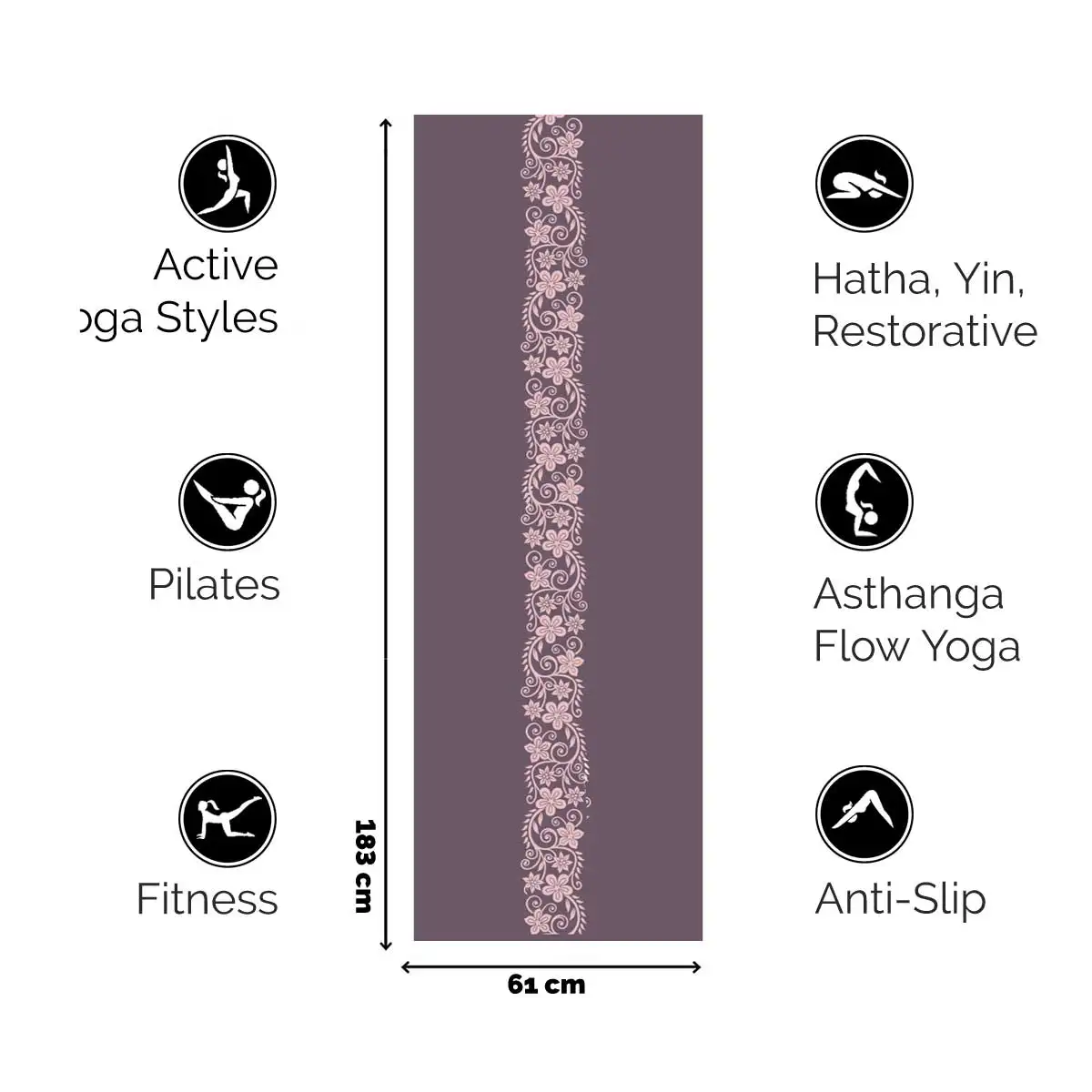 Yoga Mat │ Floral Flow │ Love Generation │ Purple - Yogashop