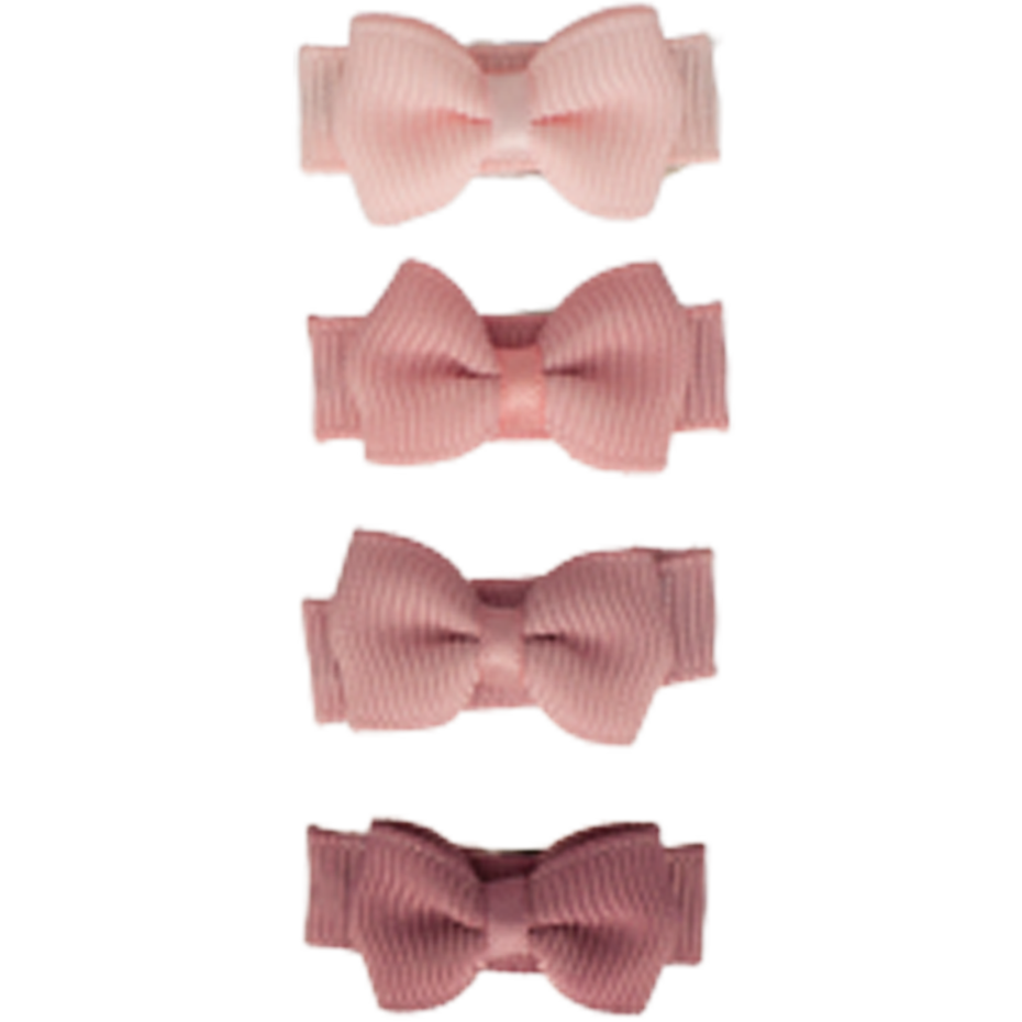 Baby haarspeldjes met strikje Ivy - Set old pink - Haarspeldjes.com