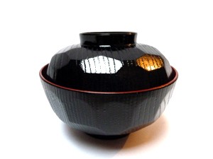 Miso soepkom zwart/rood groot met deksel - Japans servies en Japanse ...