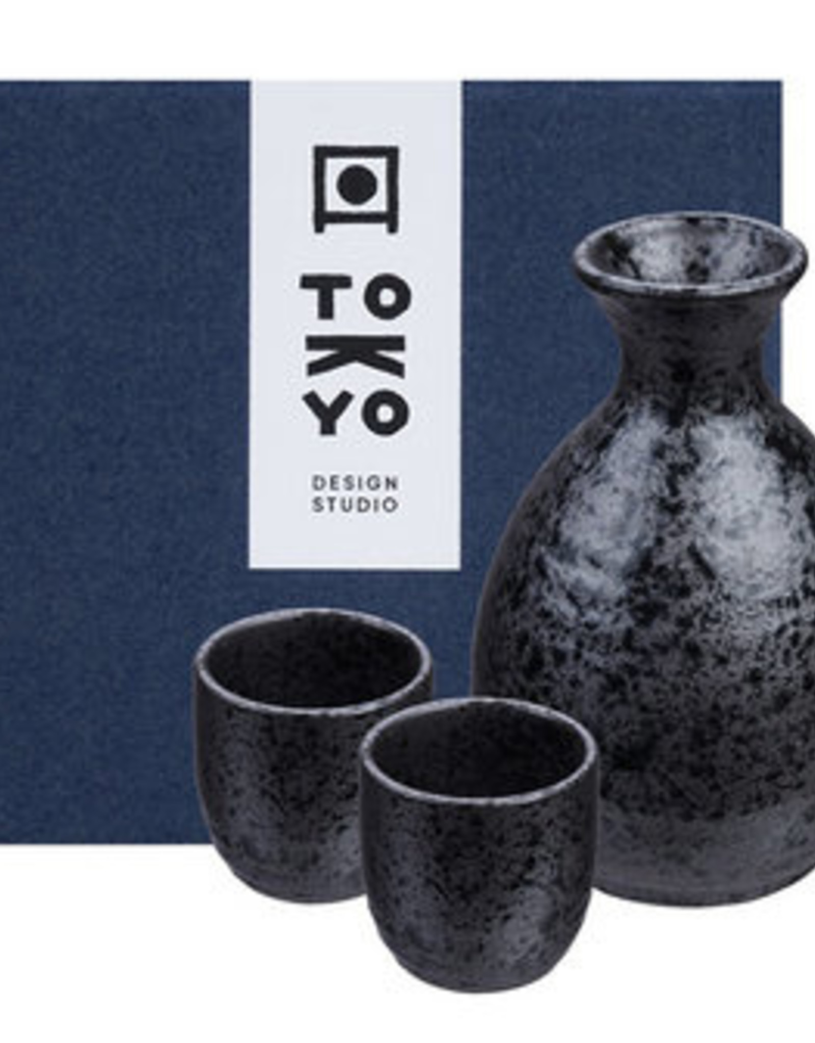 Tokyo Design Studio Blue black sake set Kura Tetsusabi - Japans Servies