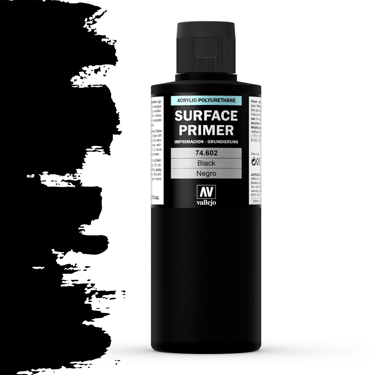 Vallejo Surface Primer Black - 200ml - 74602 - Scenery Workshop BV