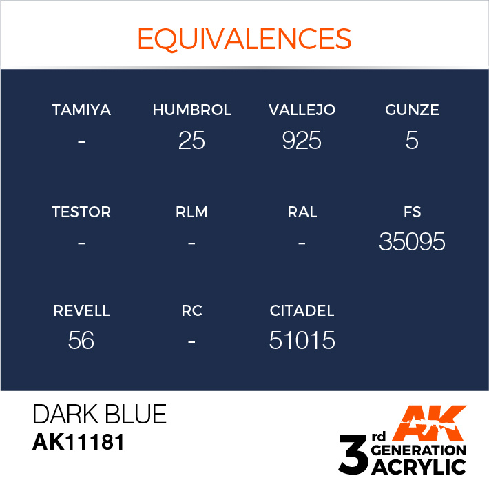 AK interactive Dark Blue Acrylic Modelling Colors - 17ml - AK11181 ...