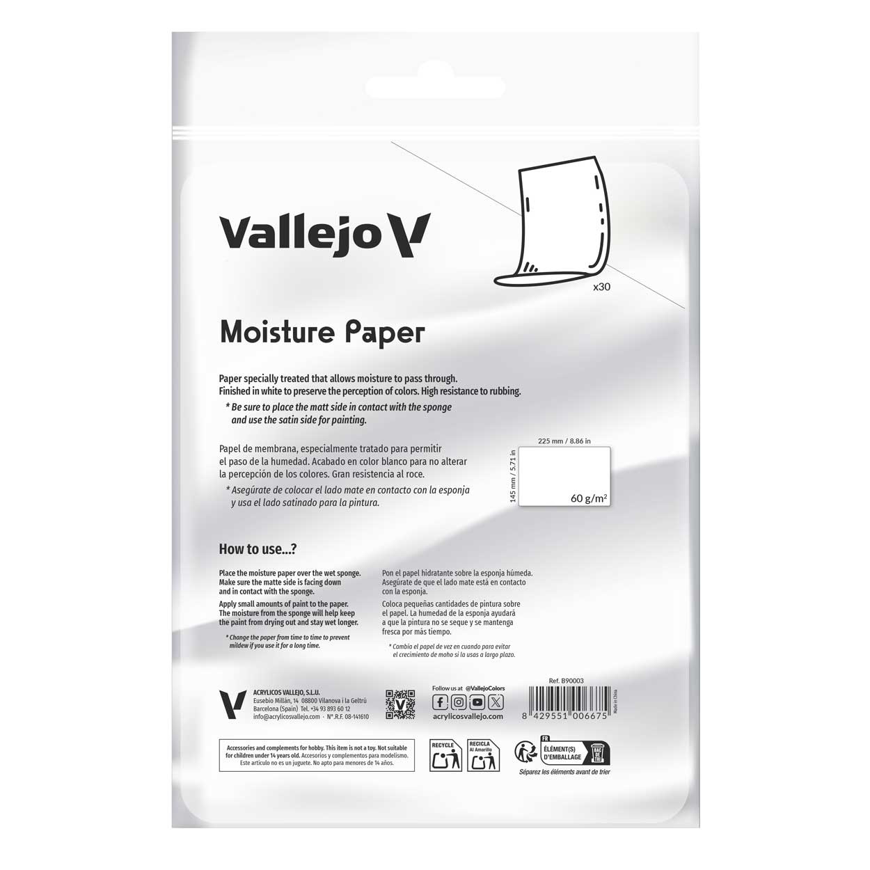 Sheets of moisture paper 14,5cm x 22,5cm - 60gr - 30x - B90003 ...