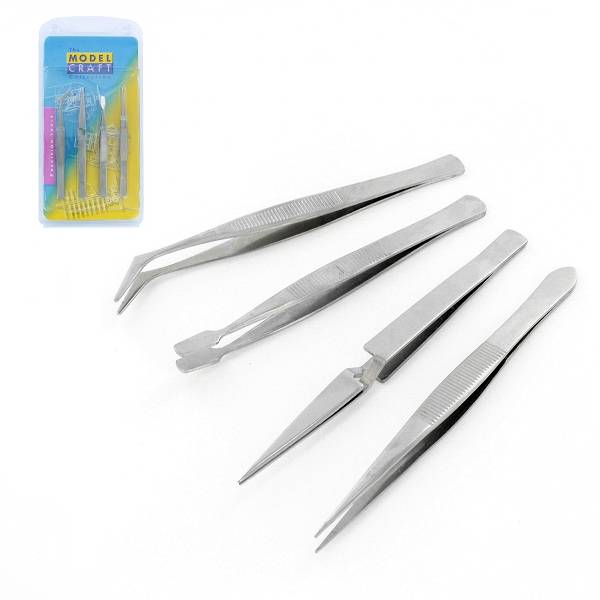 Model Craft Stainless Steel Tweezers - Pincetten - 4x - PTW5000 ...