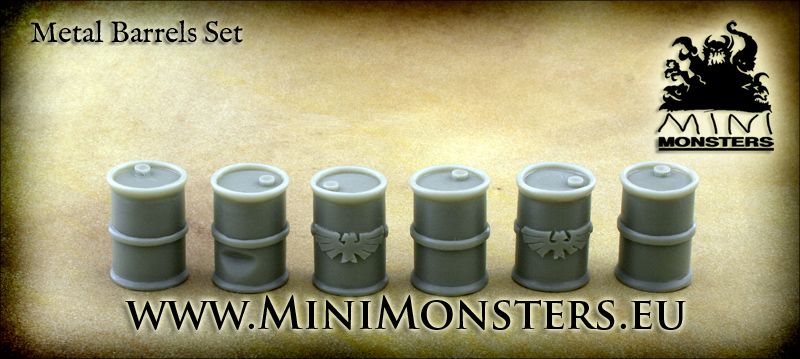 Mini Monsters Metal Barrels - 6 stuks - MM-14 - Scenery Workshop BV
