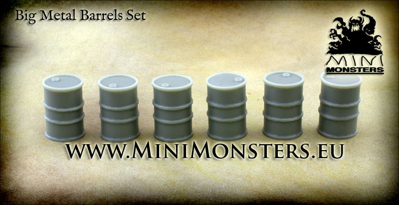 Mini Monsters Big Metal Barrels - 6 stuks - MM-12 - Scenery Workshop BV