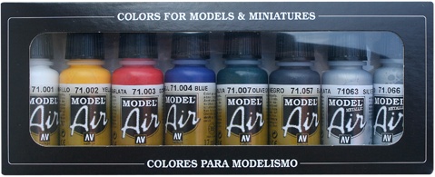 Vallejo Model Air Basic Color Set - 8 colors - 17ml - 71174 - Scenery ...