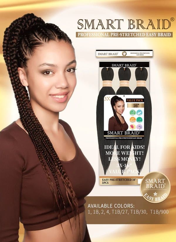 Smart Braids Pre-Stretched 3 in a Pack 16 inch - A&F Cosmetics