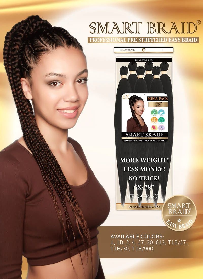 Smart Braids Pre-Stretched 6 in a Pack 28 inch - A&F Cosmetics