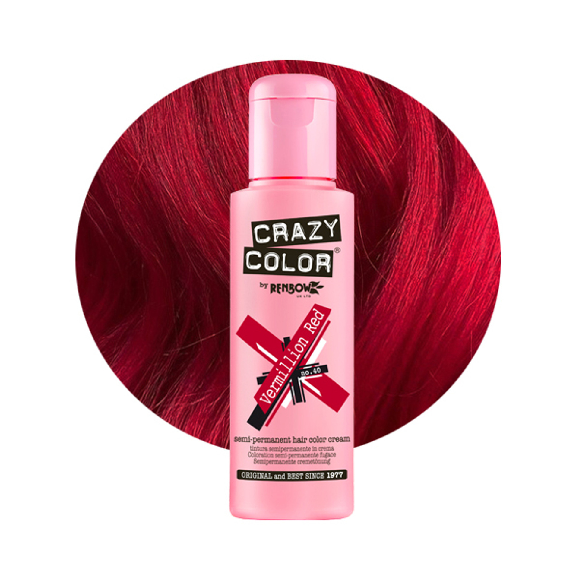Crazy Color VERMILLION RED Semi-Permanent Scarlet Red Hair Dye 100ml ...