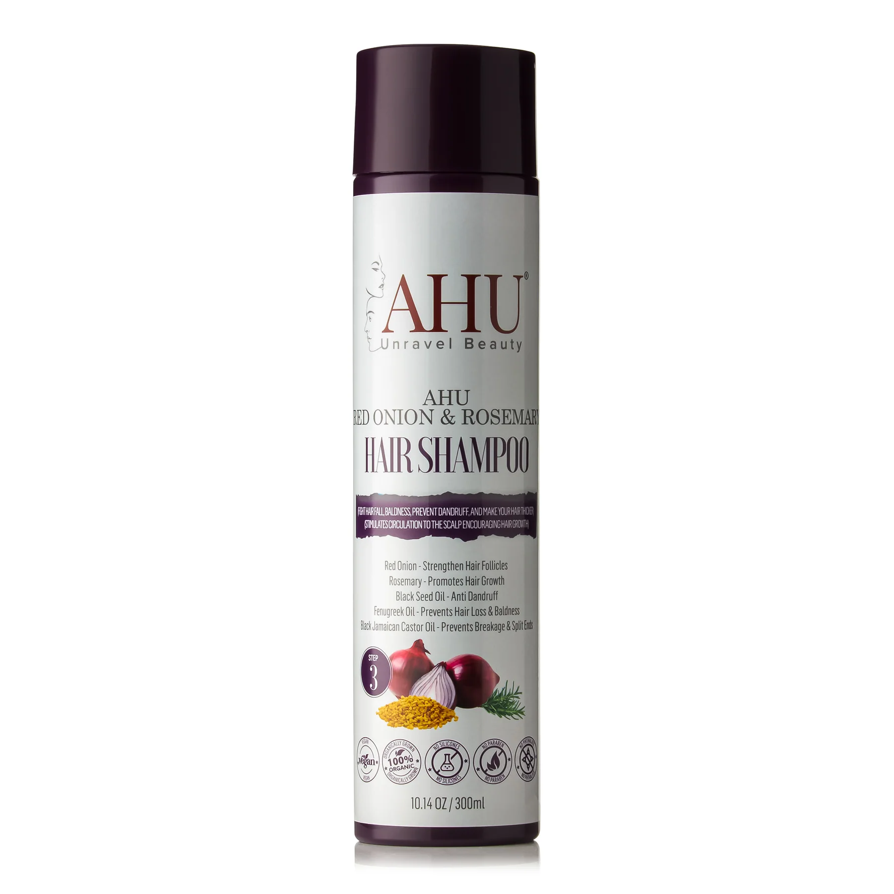 AHU Red Onion & Rosemary Hair Shampoo 300ml - A&F Cosmetics