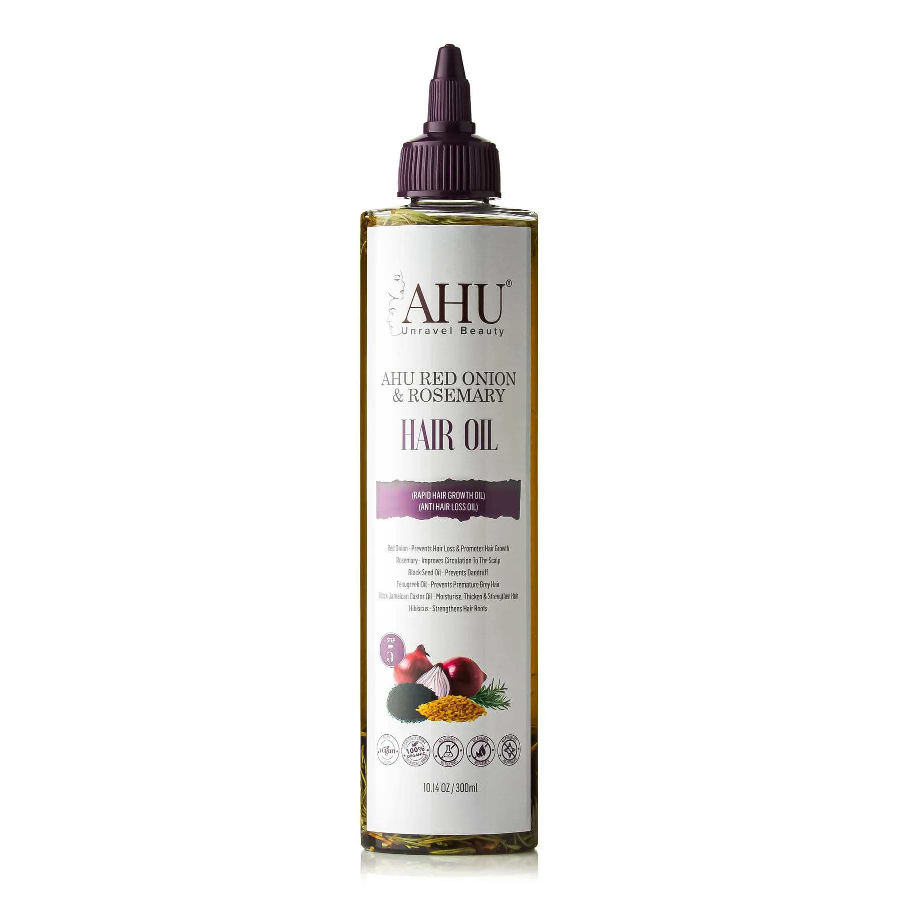 AHU Red Onion & Rosemary Hair Oil 300ml - A&F Cosmetics