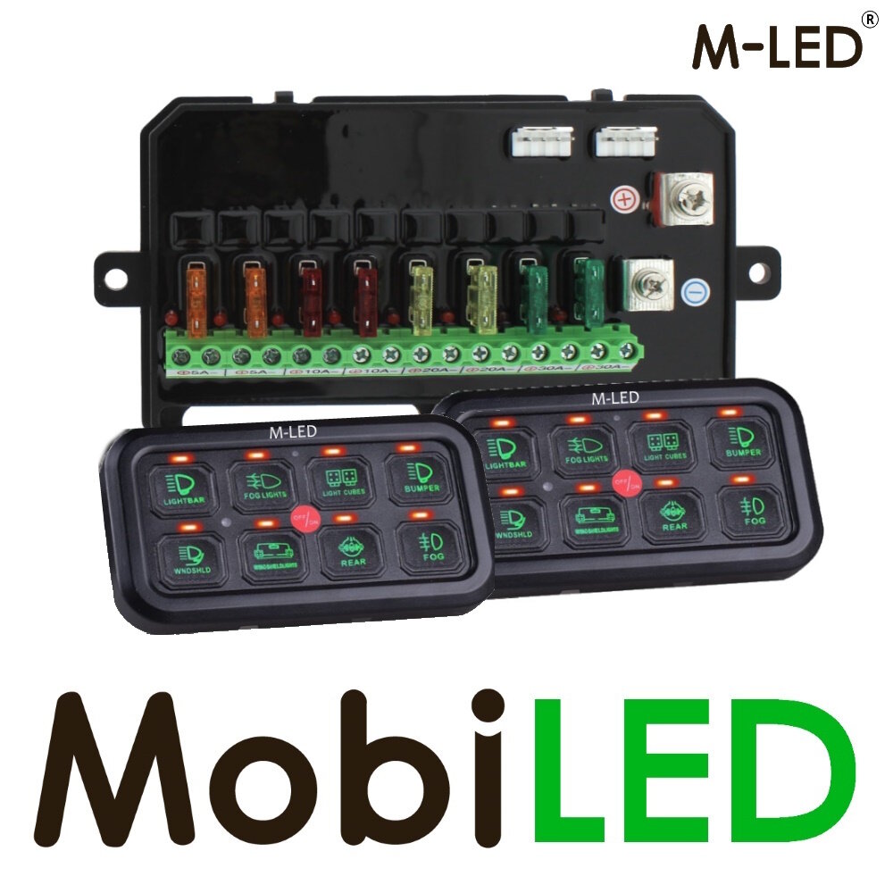 MobiLED | Double Control panel with power unit 8 buttons 12/24V - MobiLED
