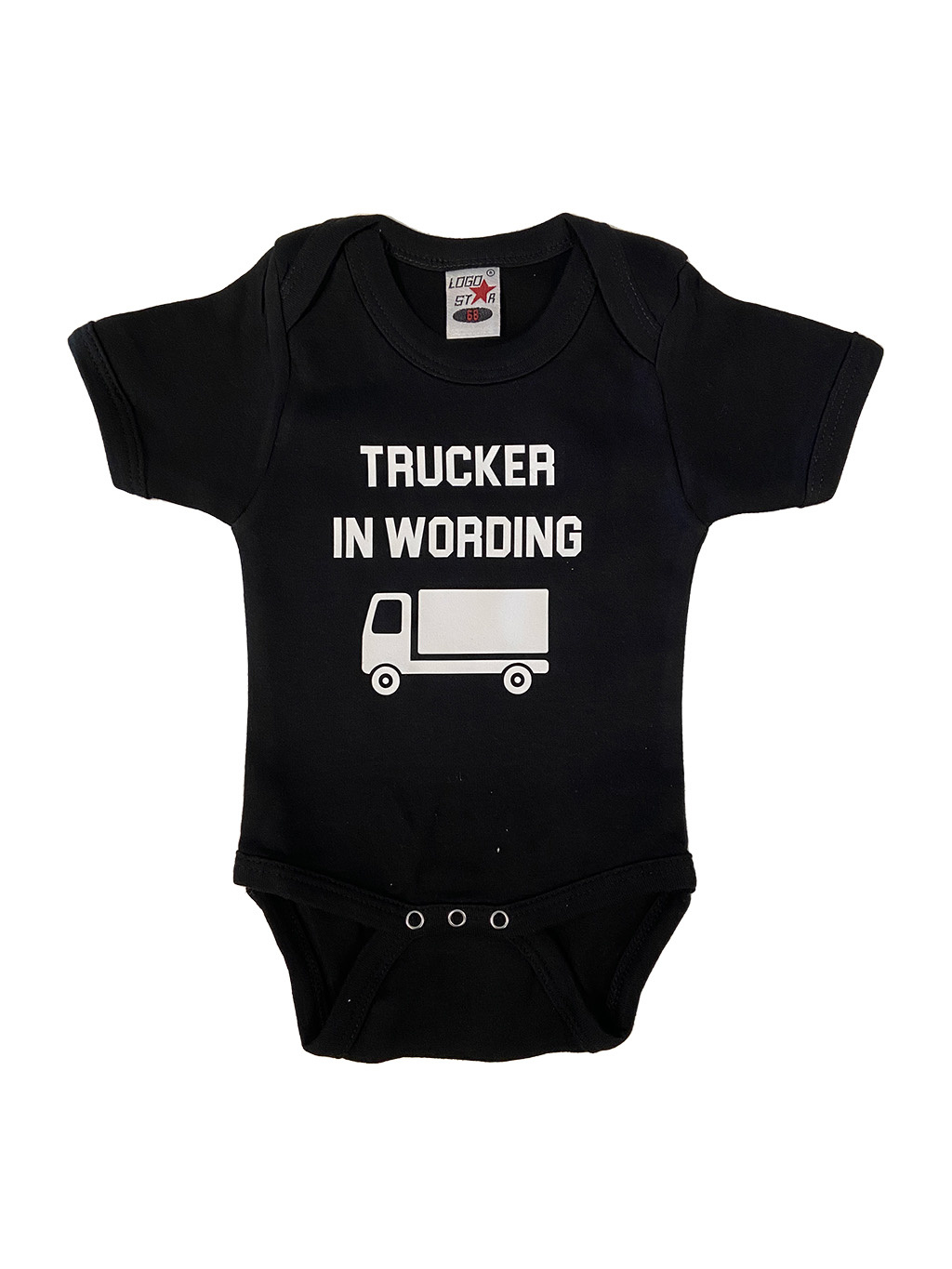 Baby Bodysuit - Trucker in wording - Black - Joostshop