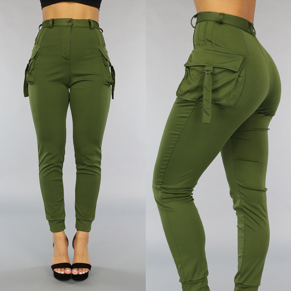 Lange Groene Aansluitende Cargo Broek - Uwantisell.nl