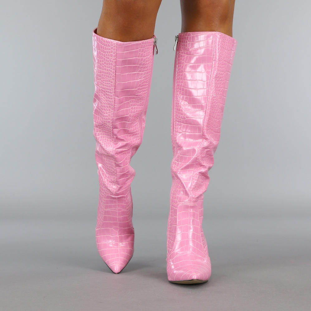 Roze Croco Laars met Spitse Neus - Uwantisell.nl