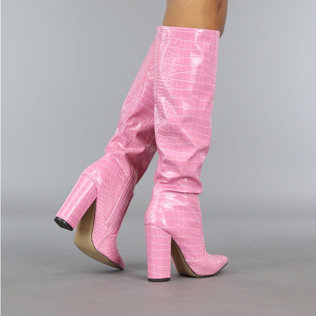 Roze Croco Laars met Spitse Neus - Uwantisell.nl