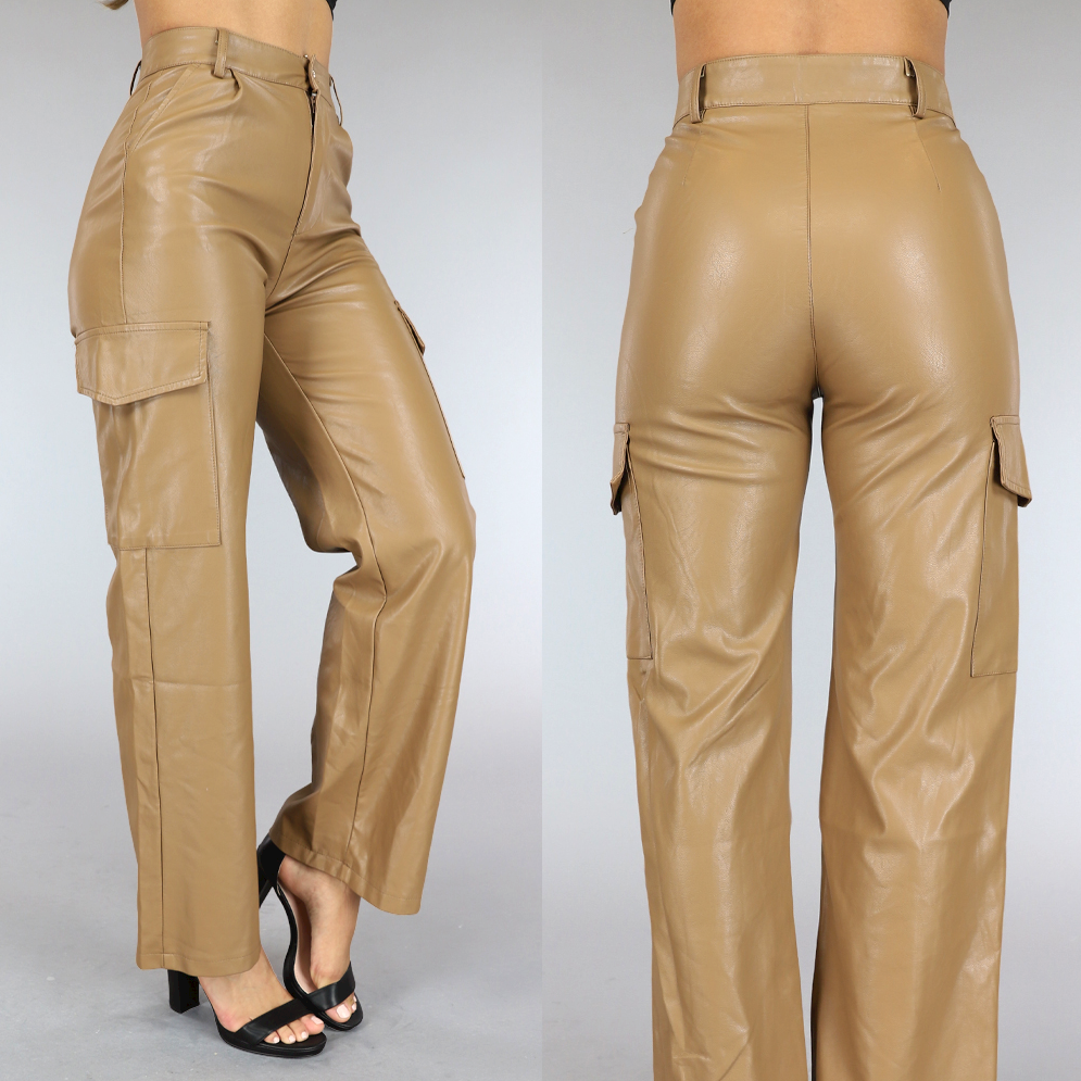 Camel Straight leg Lederlook Cargo - Uwantisell.nl