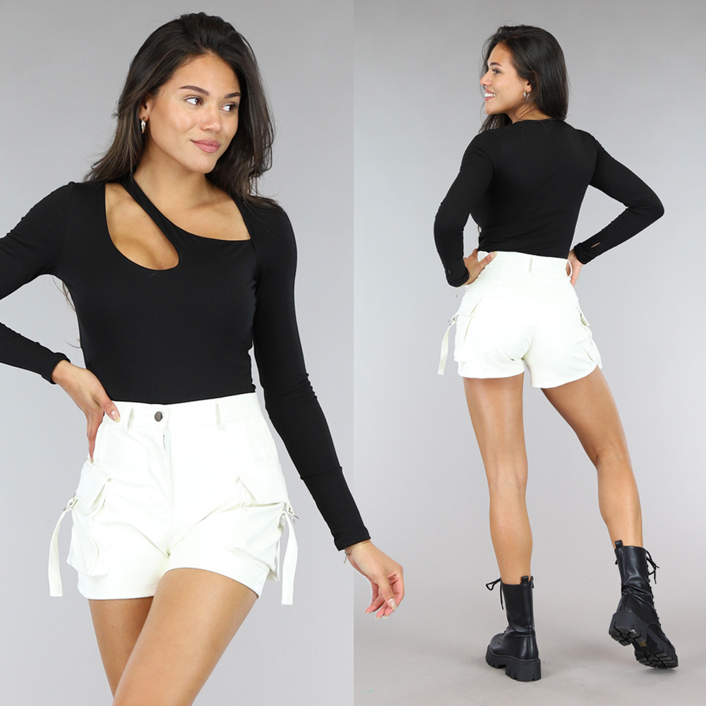 Zwarte Longsleeve Cut Out Bodysuit - Uwantisell.nl