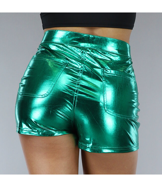 Groene Metallic Short - Uwantisell.nl