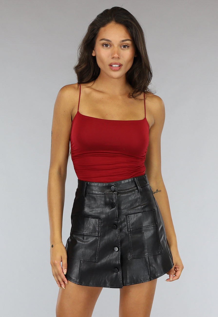 Wijnrood Basic Topje met Paddings - Uwantisell.nl