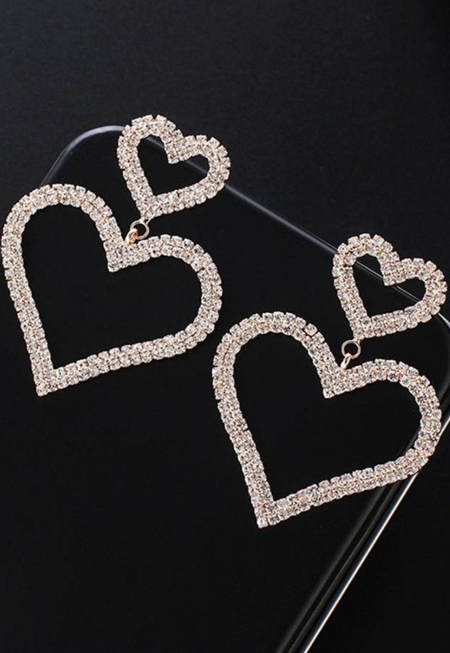 Gouden Glitter Hartjes Oorbellen - Uwantisell.nl